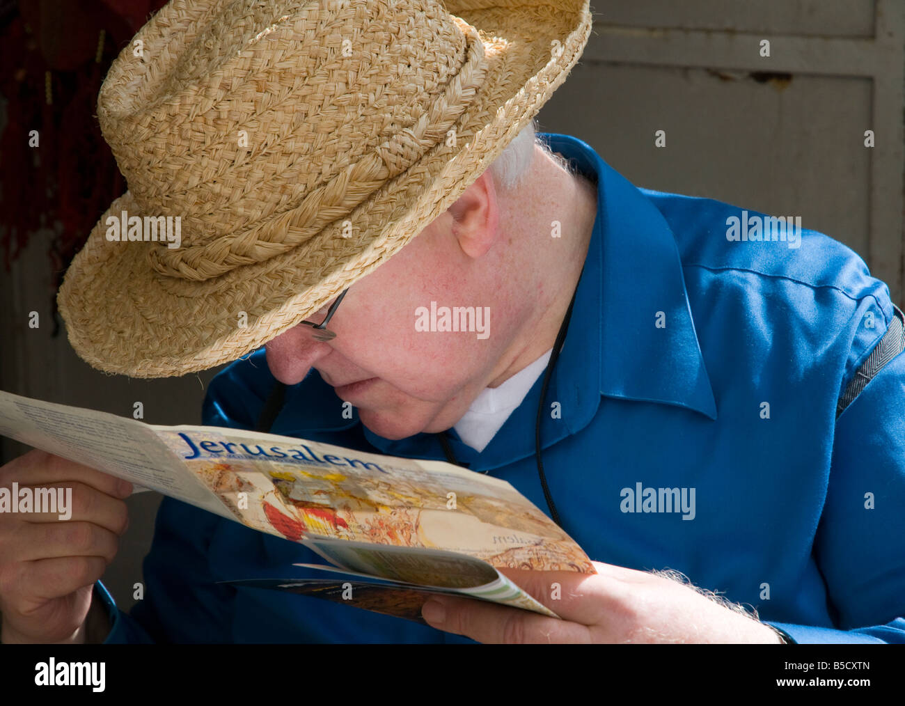 Israel Jerusalem jaffa gate close up of a man reading a map of ...