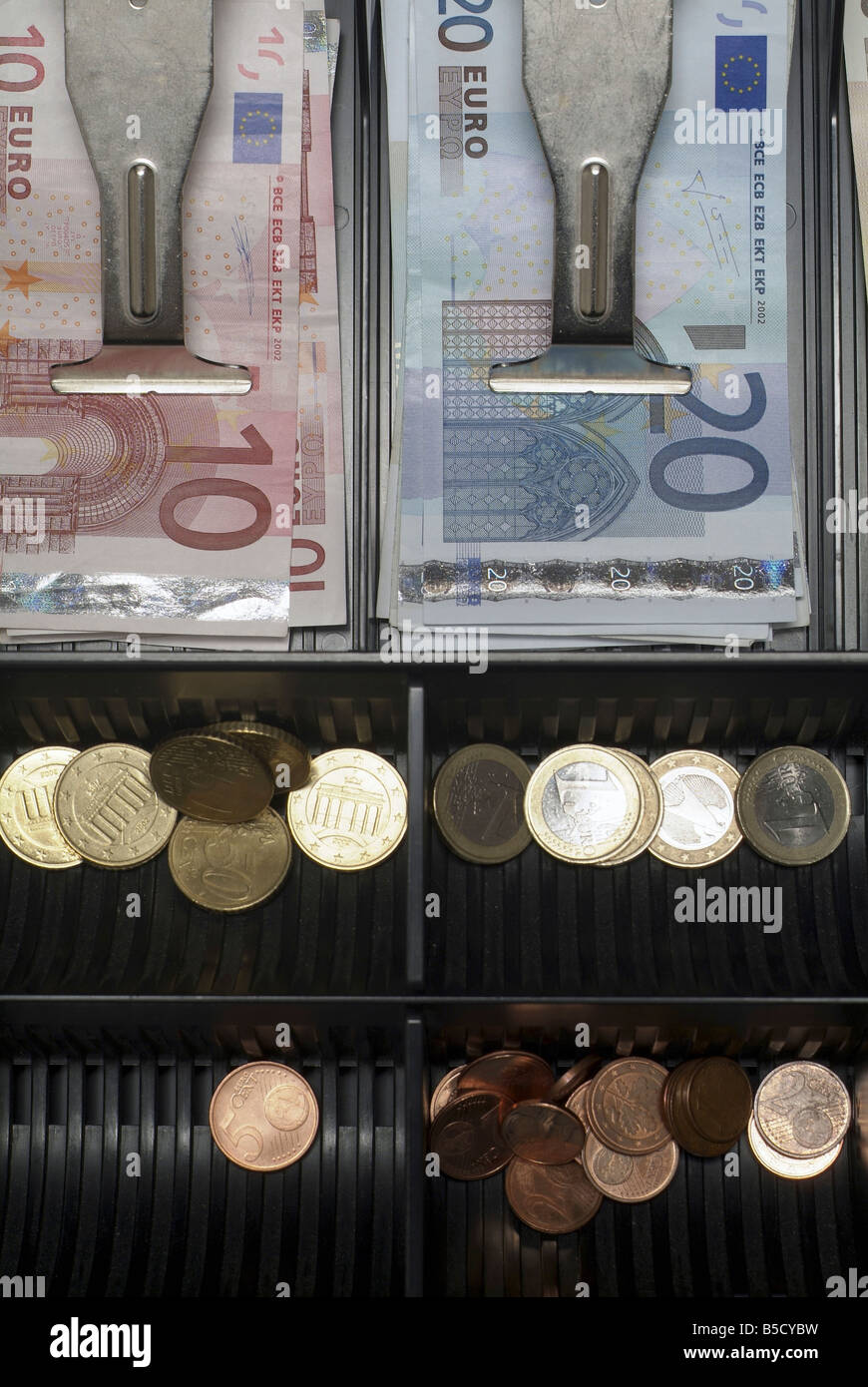 Cash register with money (Euro Stock Photo - Alamy