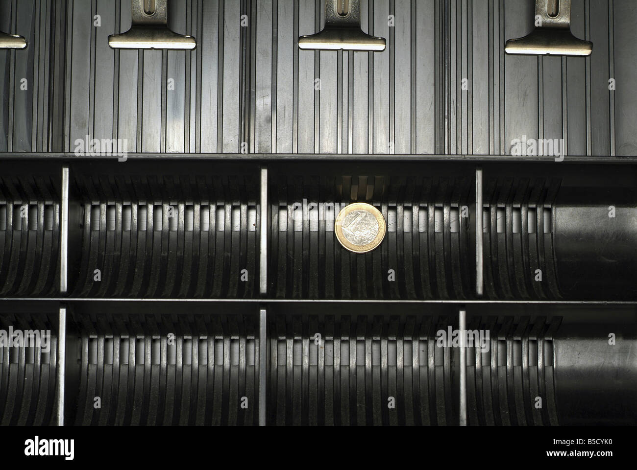 Cash register with one euro coin Stock Photo - Alamy