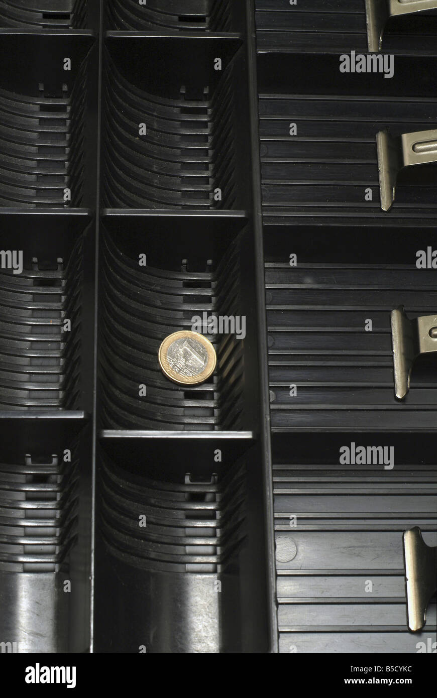 Cash register with one euro coin Stock Photo - Alamy