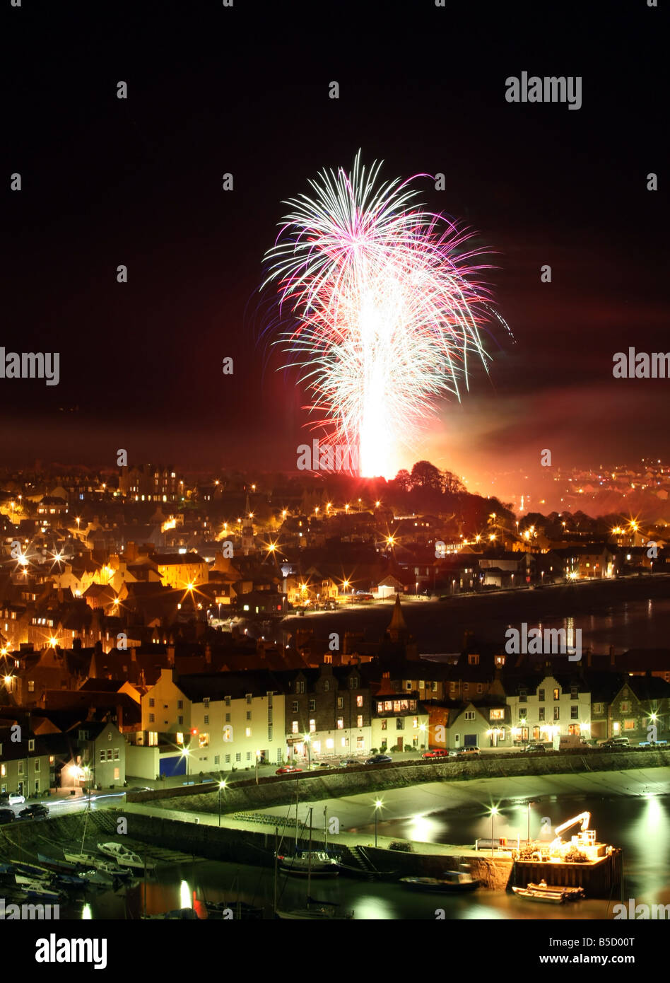 Official fireworks display in the town of Stonehaven, Aberdeenshire ...