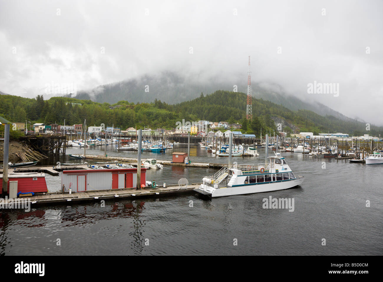 Fog rolls in over marina in Ketchikan Alaska Stock Photo - Alamy