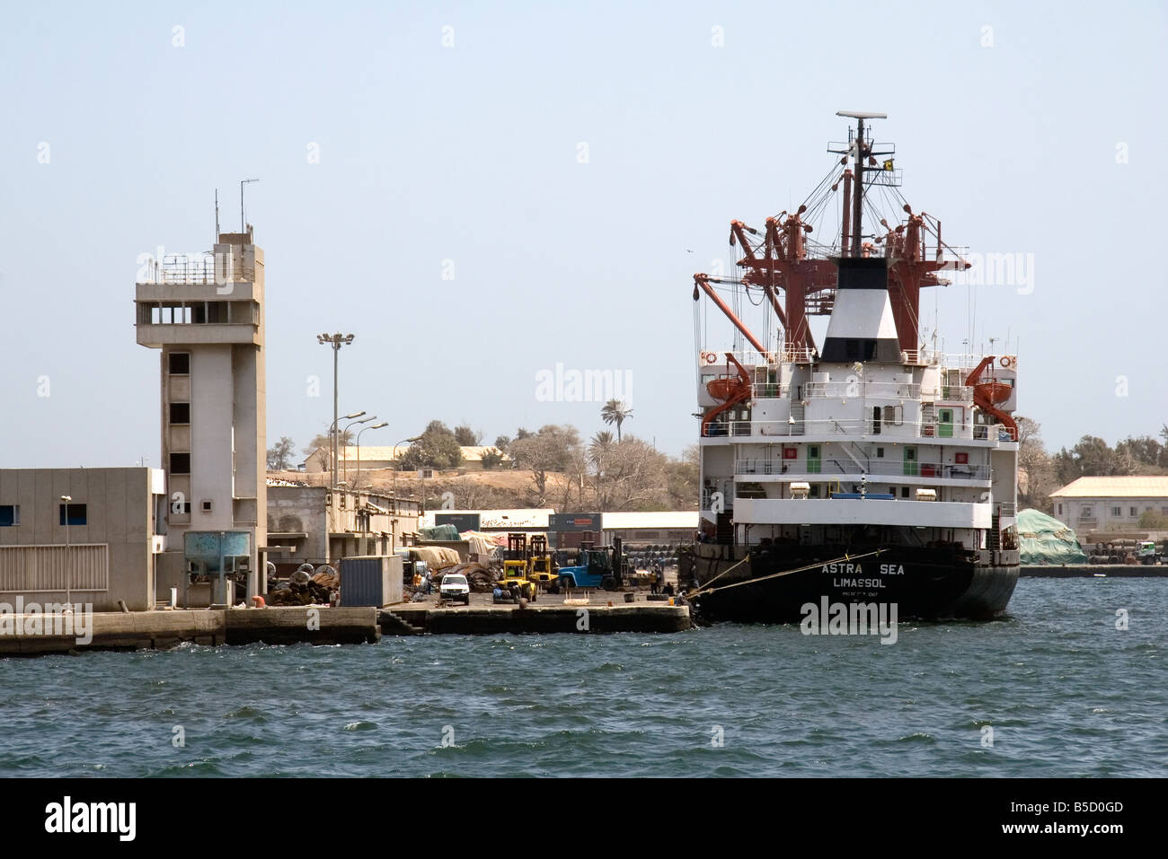 Port scene Dakar Senegal with Cyprus cargo vessel Astra Sea Stock Photo ...