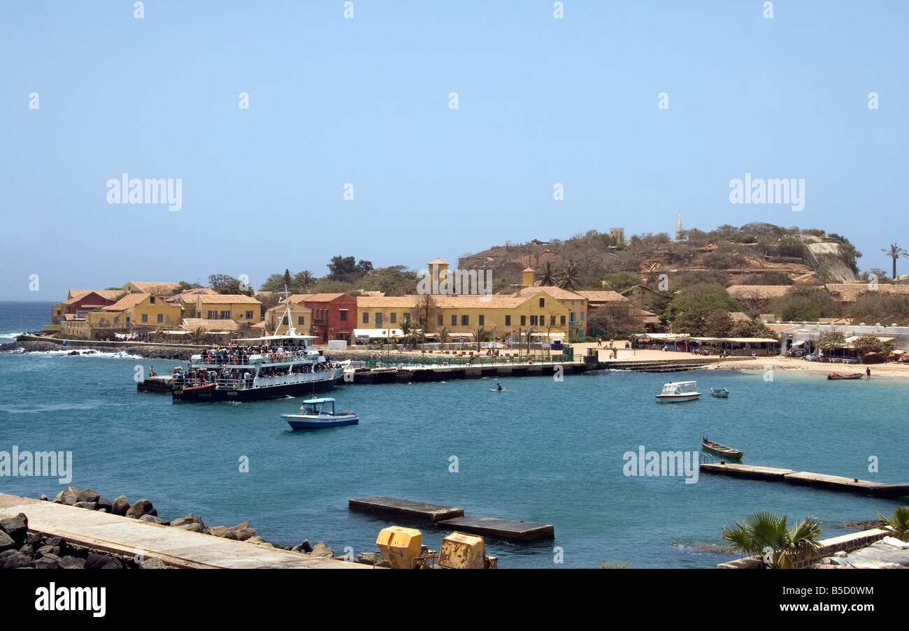 Gorée Island Dakar Senegal with Dakar ferry arriving in harbour Stock ...