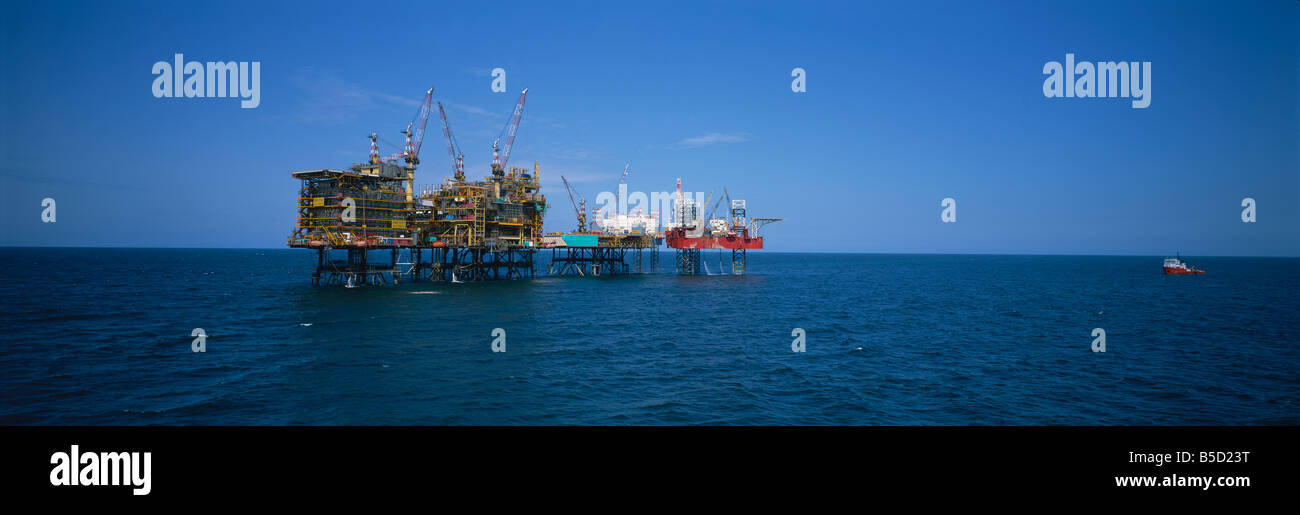 Platform and drilling rigs Morecombe Bay Gas Field Lancashire England ...
