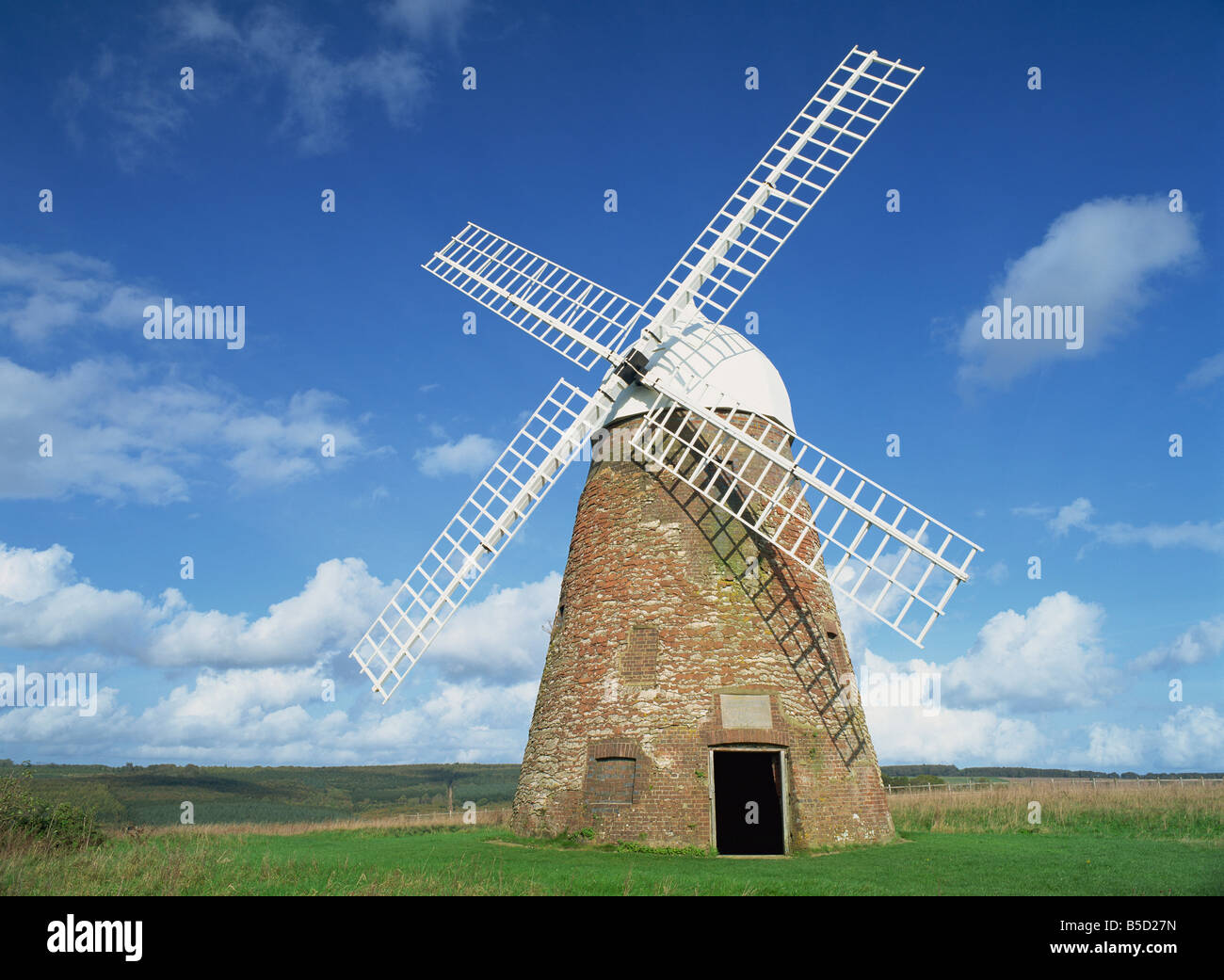 Halnaker Windmill, a restored brick tower mill, on top of Halnaker Hill ...