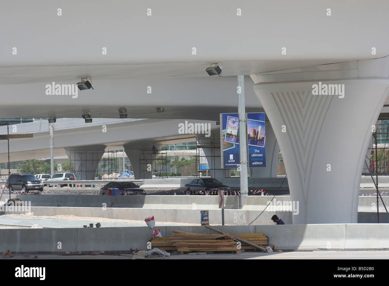 Motorway construction building site concrete pillars Stock Photo - Alamy