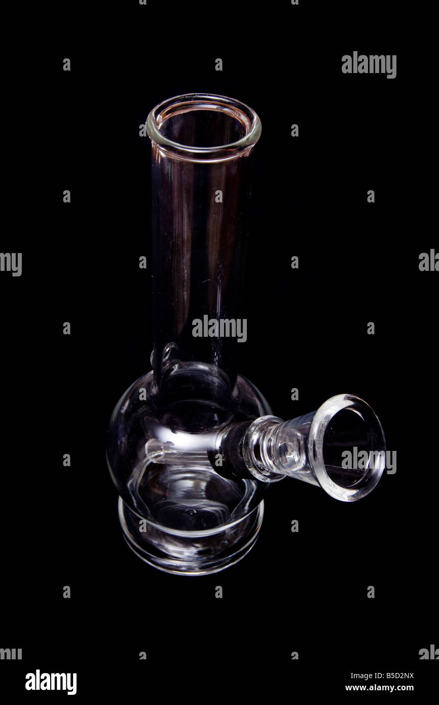Glass bong or water pipe isolated on a black studio background Stock ...