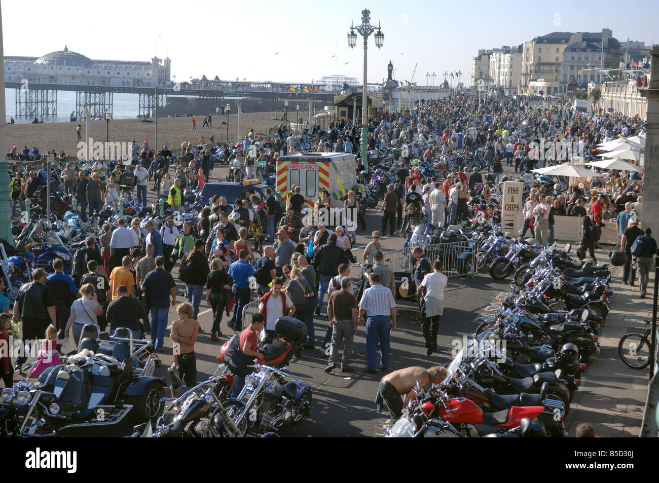 Huge crowds attend the Brightona motorcycle event on Brighton seafront ...