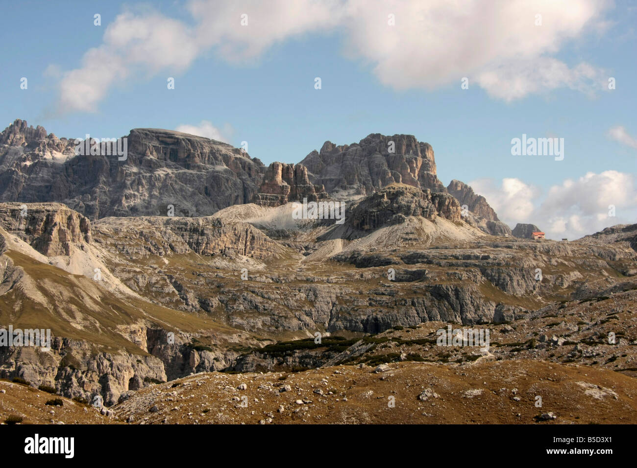 the alpine hut Locatelli Rifugio Locatelli in the The Sexten Dolomites ...
