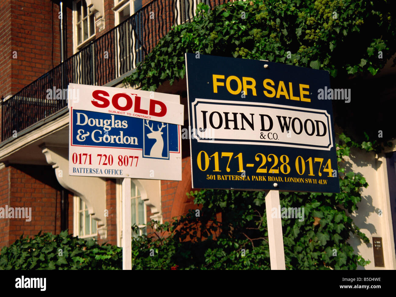 For Sale and Sold signs London England UK N Boyd Stock Photo - Alamy