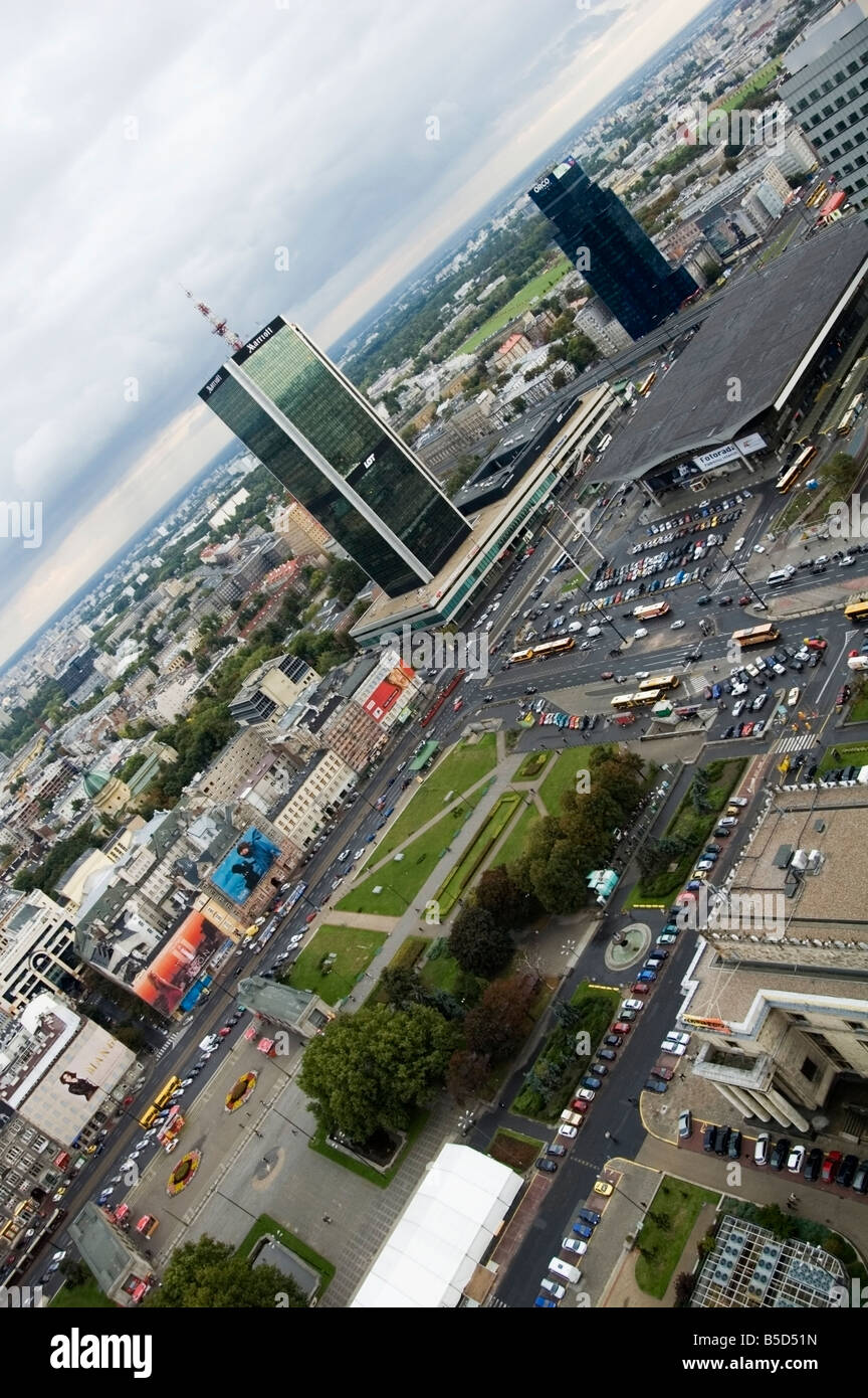 Tilted portrait, Aerial, skyline view of Central Railway, Bus Station ...
