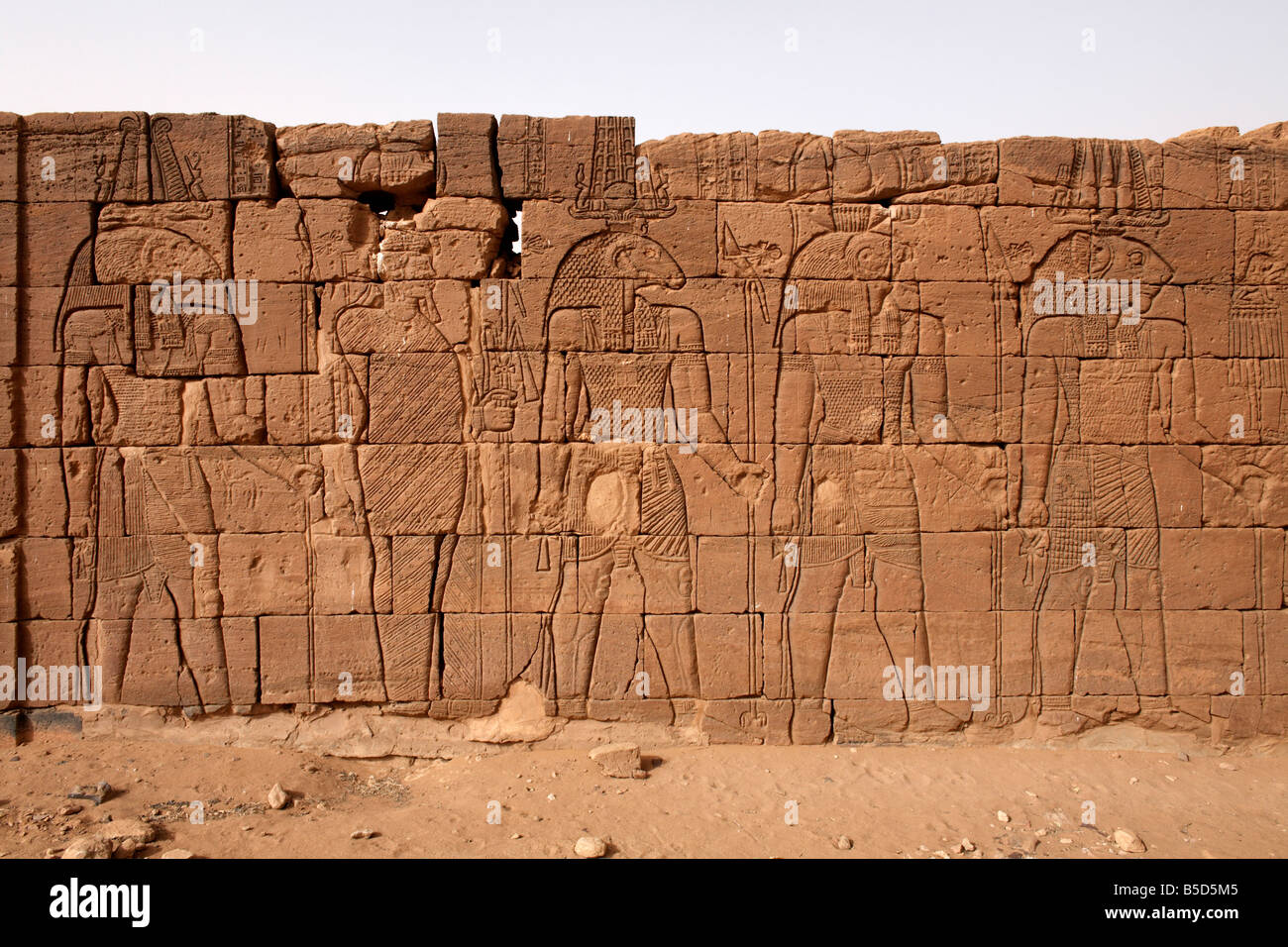 Lion Temple, one of the Meroitic temples of Naqa, carved reliefs depict ...