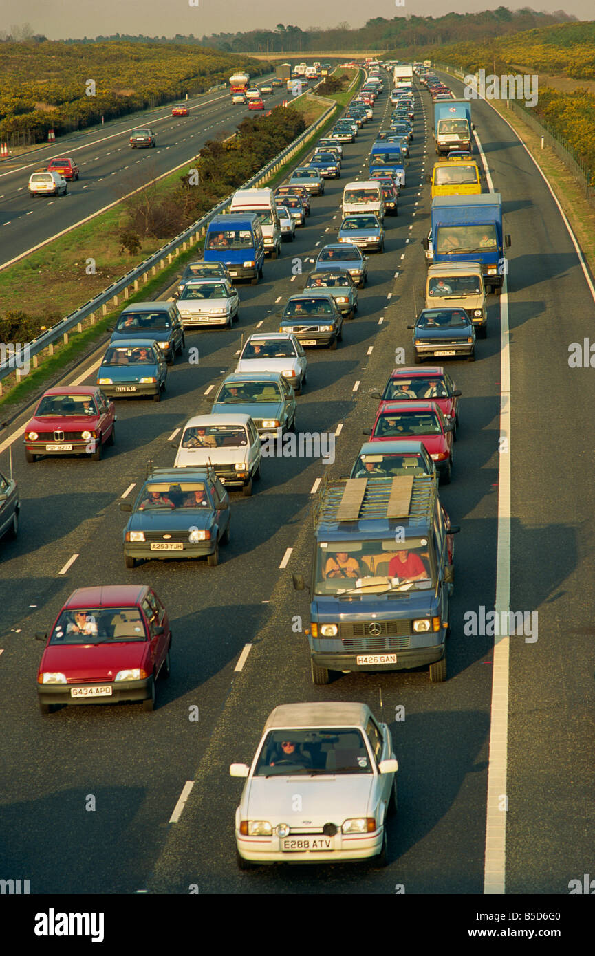 Traffic jam on the M3 at Chobham Surrey England UK R Rainford Stock ...