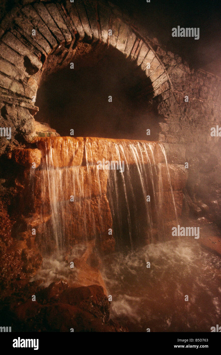 Overflow from the hot springs, Roman Baths, Bath, Avon, England, Europe ...
