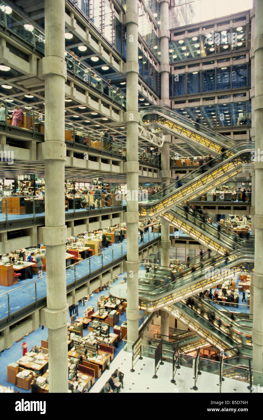 Large atrium in the Lloyd's Building, designed by Richard Rogers, City ...