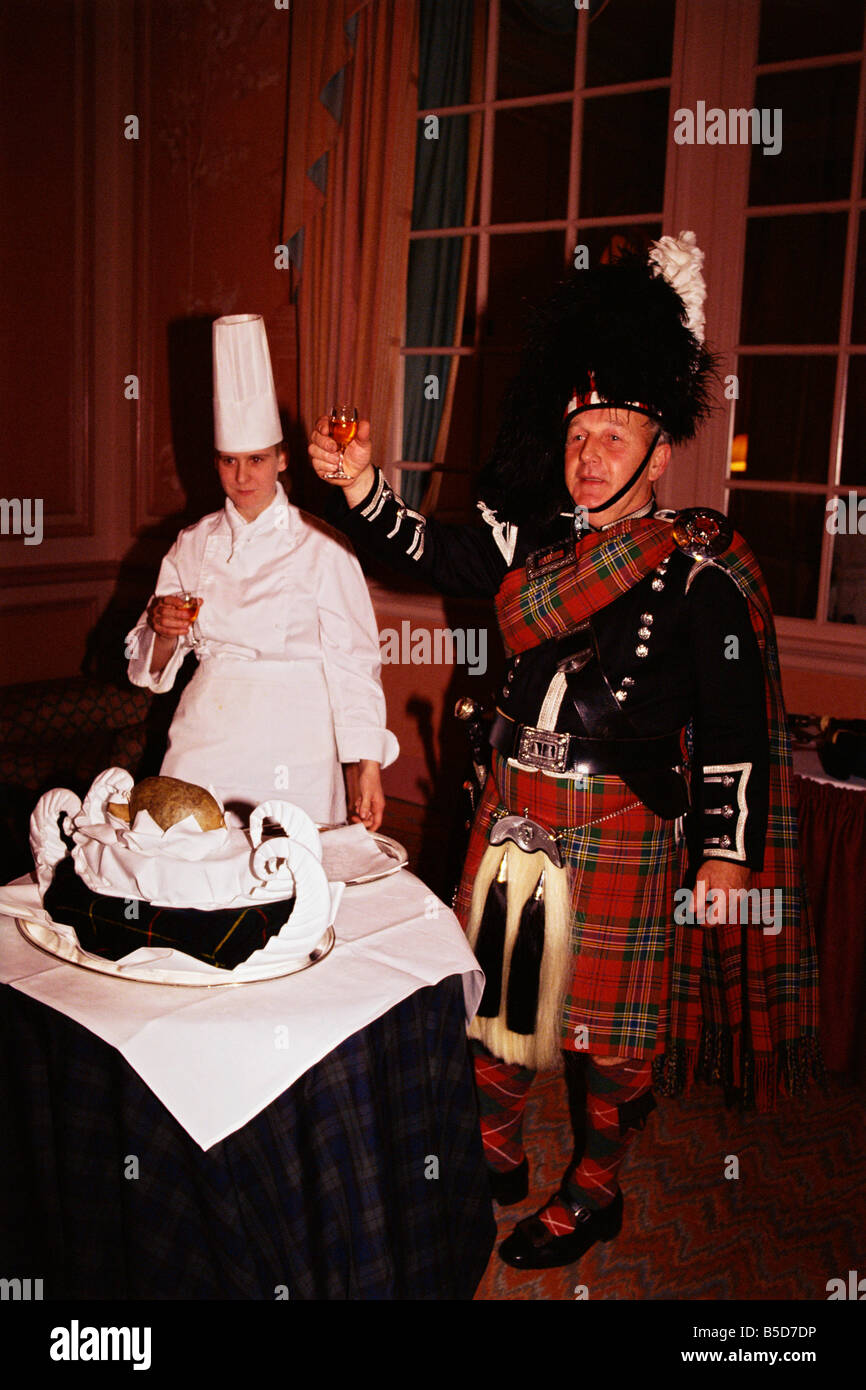 Addressing the haggis Scotland UK N Wood Stock Photo - Alamy