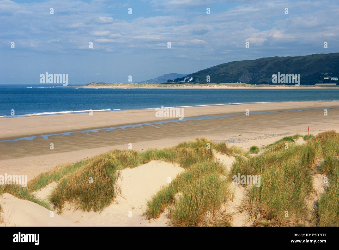 Sand dunes and Borth beach, Ynyslas, Borth, Dyfed, Wales, , Europe ...