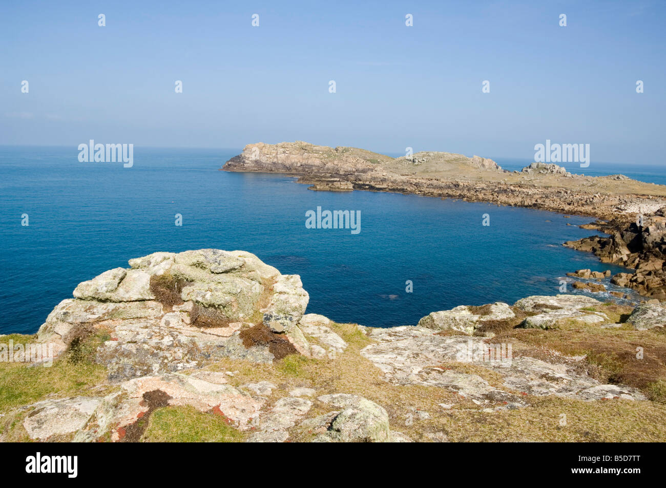 Coast, Bryer (Bryher), Isles of Scilly, off Cornwall, , Europe Stock ...