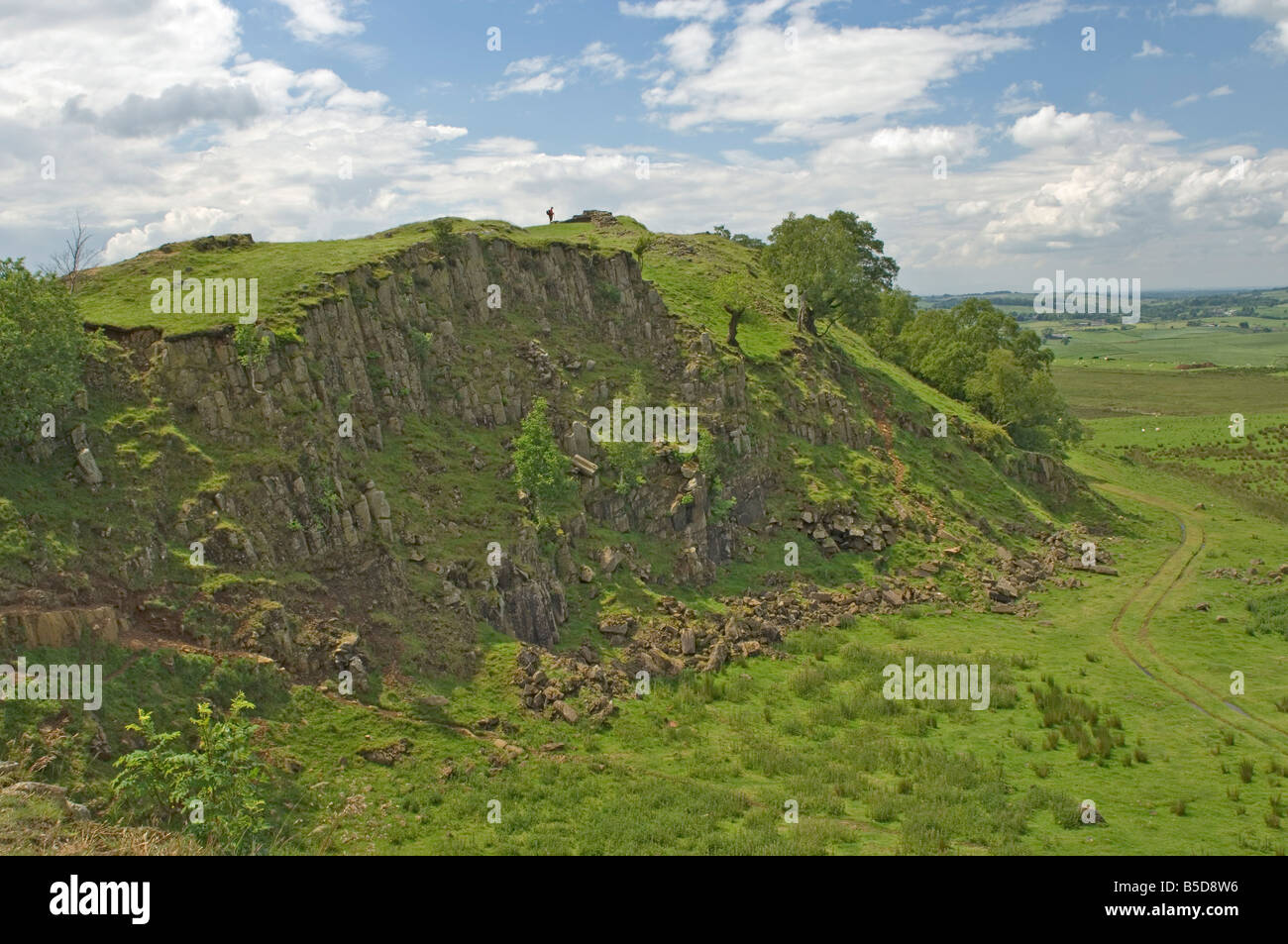 Walltown Crags, walker on the skyline at Turret 45b, Hadrians Wall ...