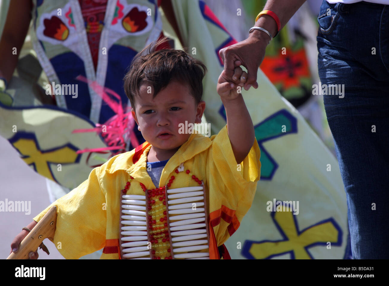 A Native American Indian boy dancer at a Pow Wow at the Milwaukee ...