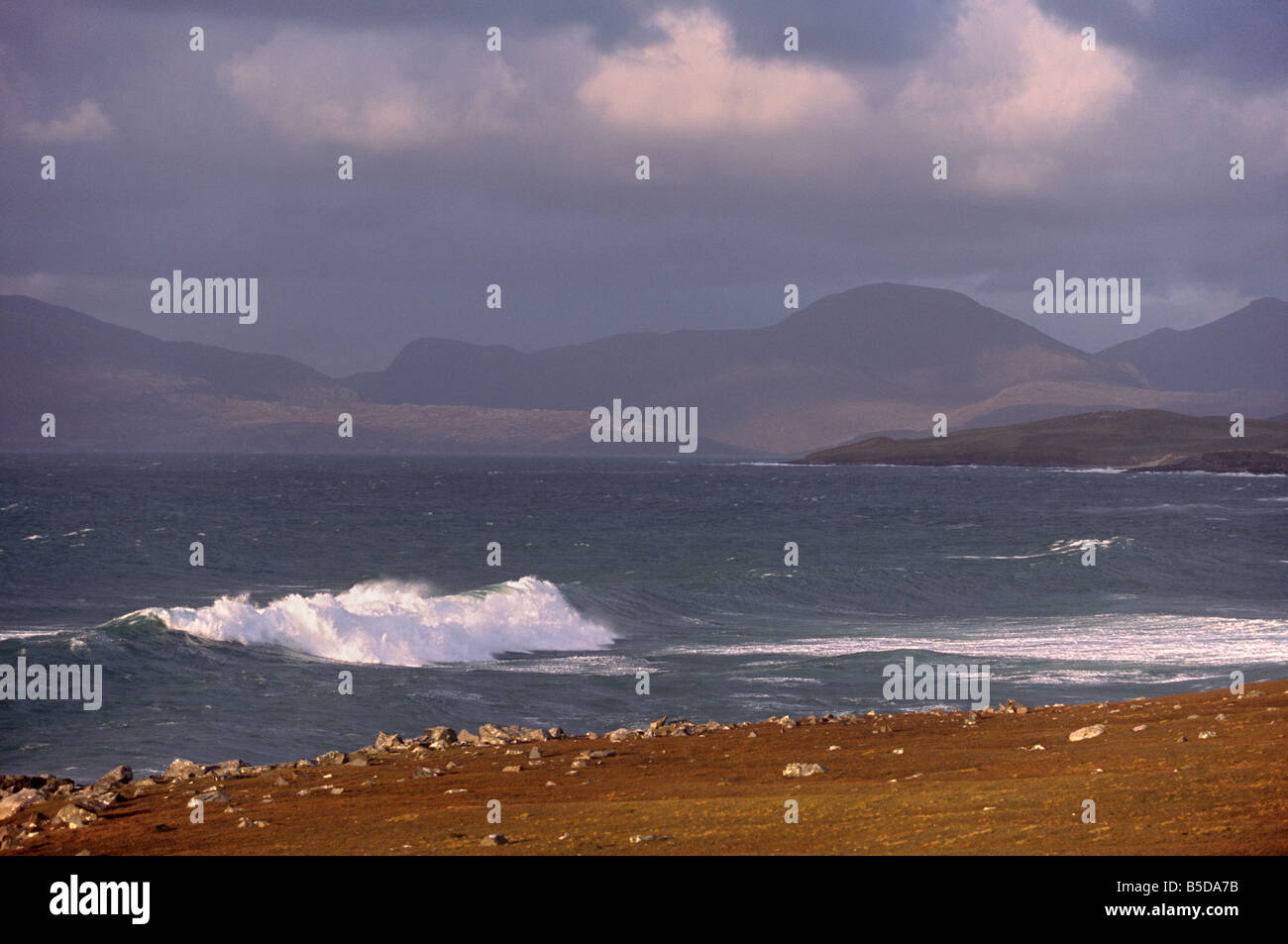 Sound of Taransay, North Harris hills in background, west coast, South ...