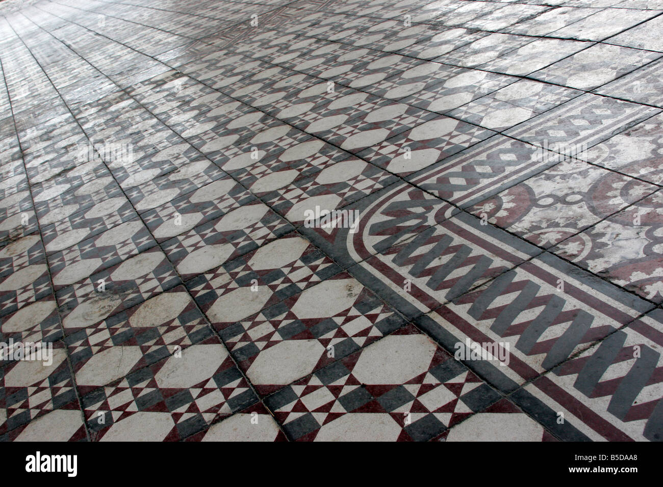 Patterned tiles outside a church in the Cypriot village of Lefkara ...