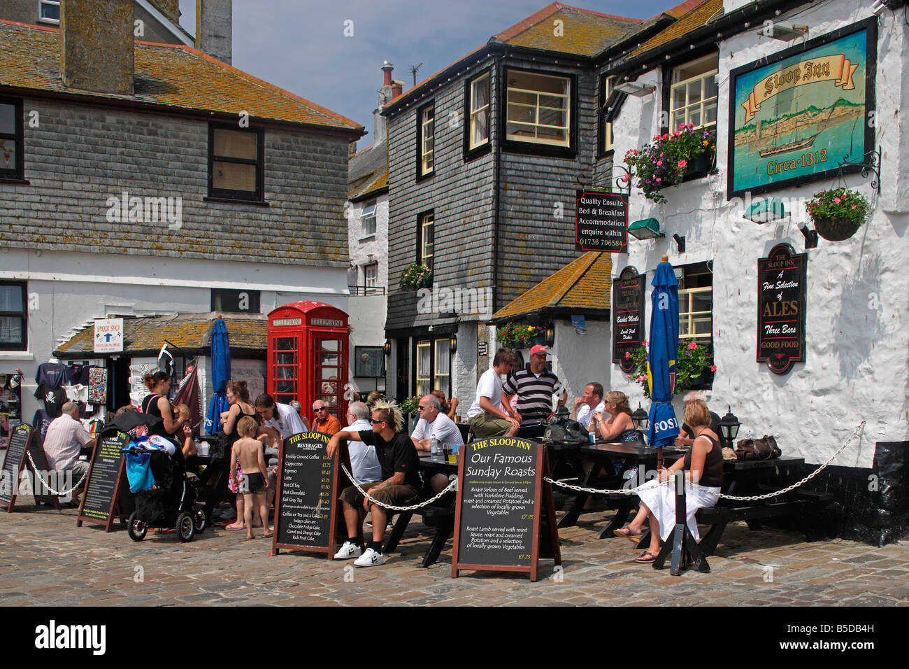 St Ives fishermen s cottages typical houses Sloop Inn 1312 Cornwall UK ...