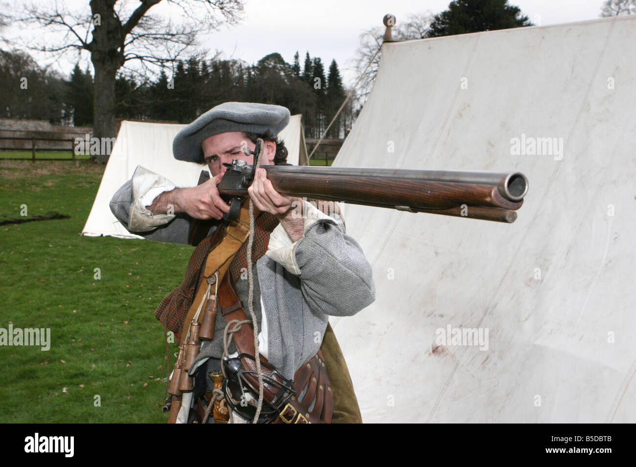 Costumed Performers Musketeer Rifleman in historical period costumes of ...