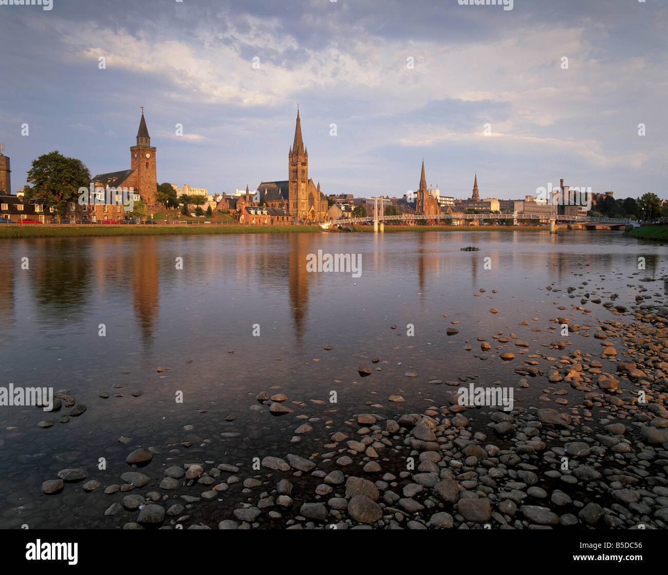 River Ness, Cathedral and churches, left bank, Inverness, Highland ...