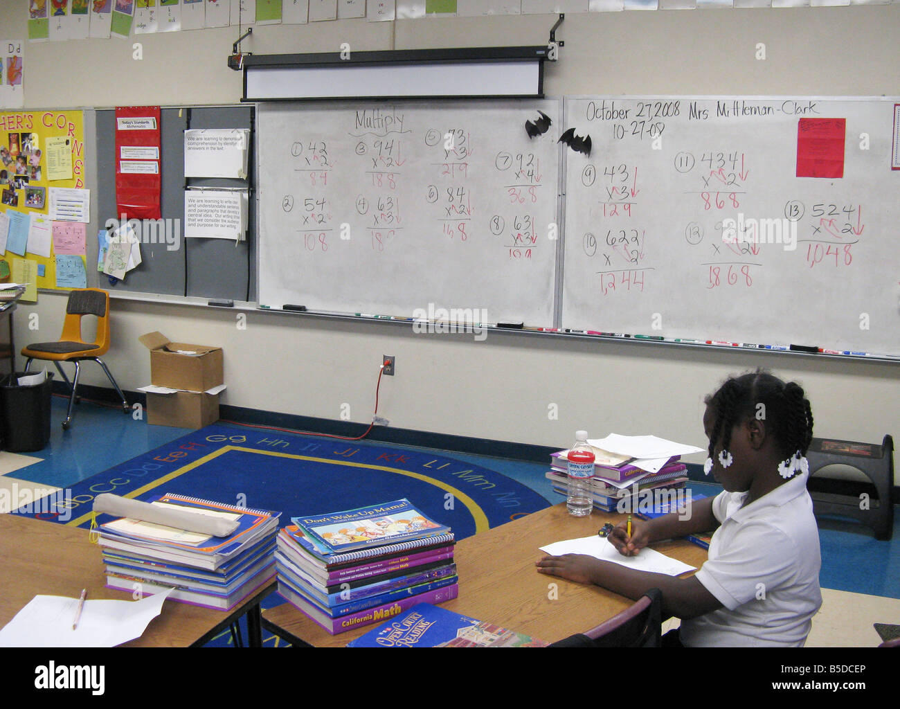 Math Problems on Board in Classroom Stock Photo - Alamy
