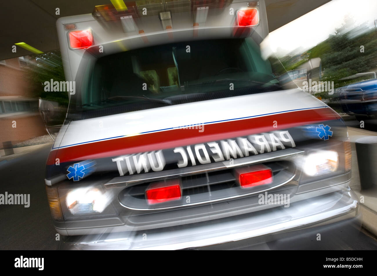Ambulance Paramedic Unit Motion Blur Speeding Rushing To Accident Scene ...