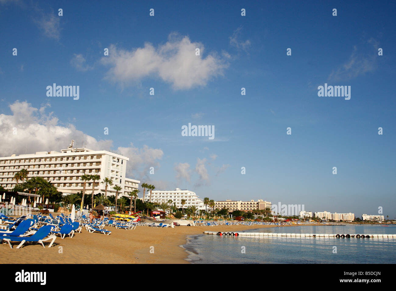 early morning view of the main beach protaras bay cyprus mediterranean ...