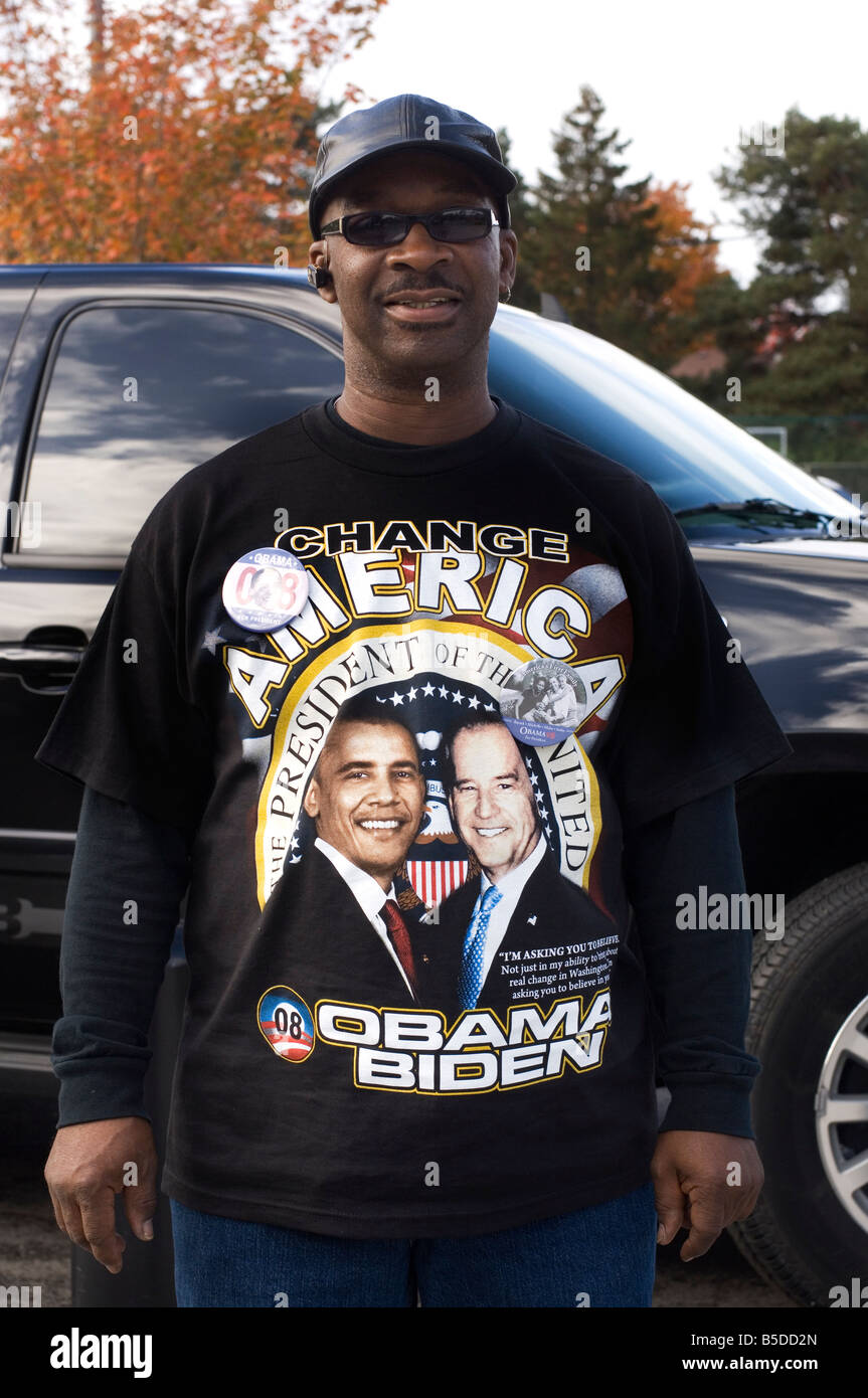 Black man, Barack Obama supporter. He wears a shirt that supports ...