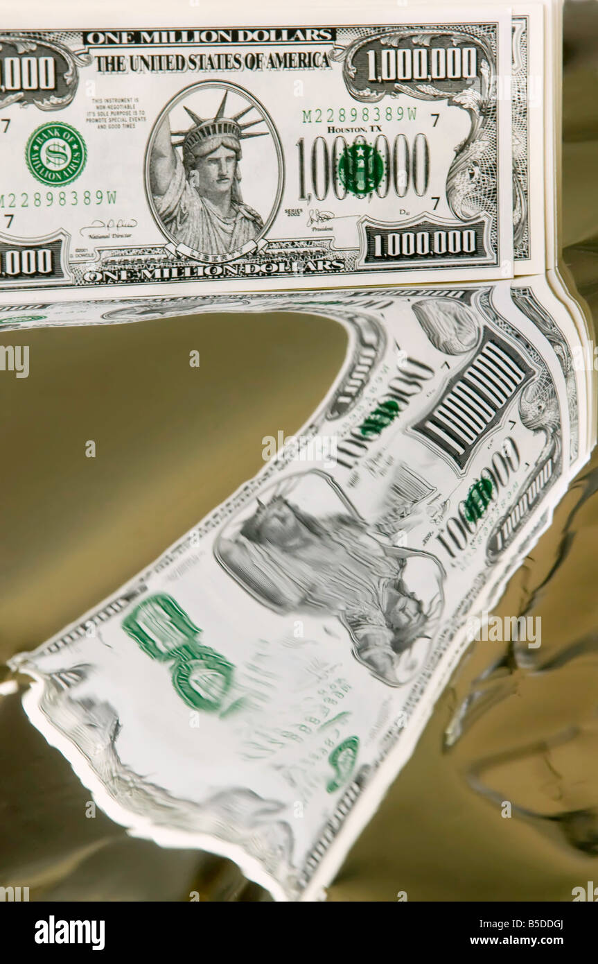 Bank notes with distorted reflection Stock Photo - Alamy