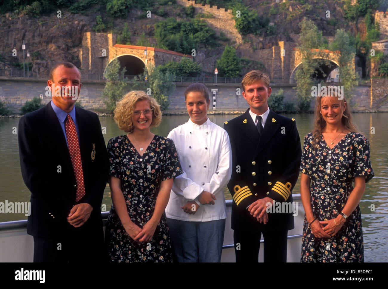 boat captain, chef, crew, guests, riverboat, riverboat cruise, Danube ...