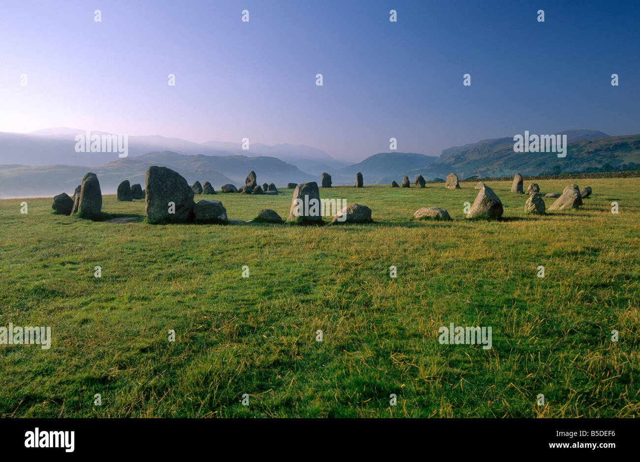 The Neolithic Castlerigg Stone Circle at dawn, near Keswick, Lake ...
