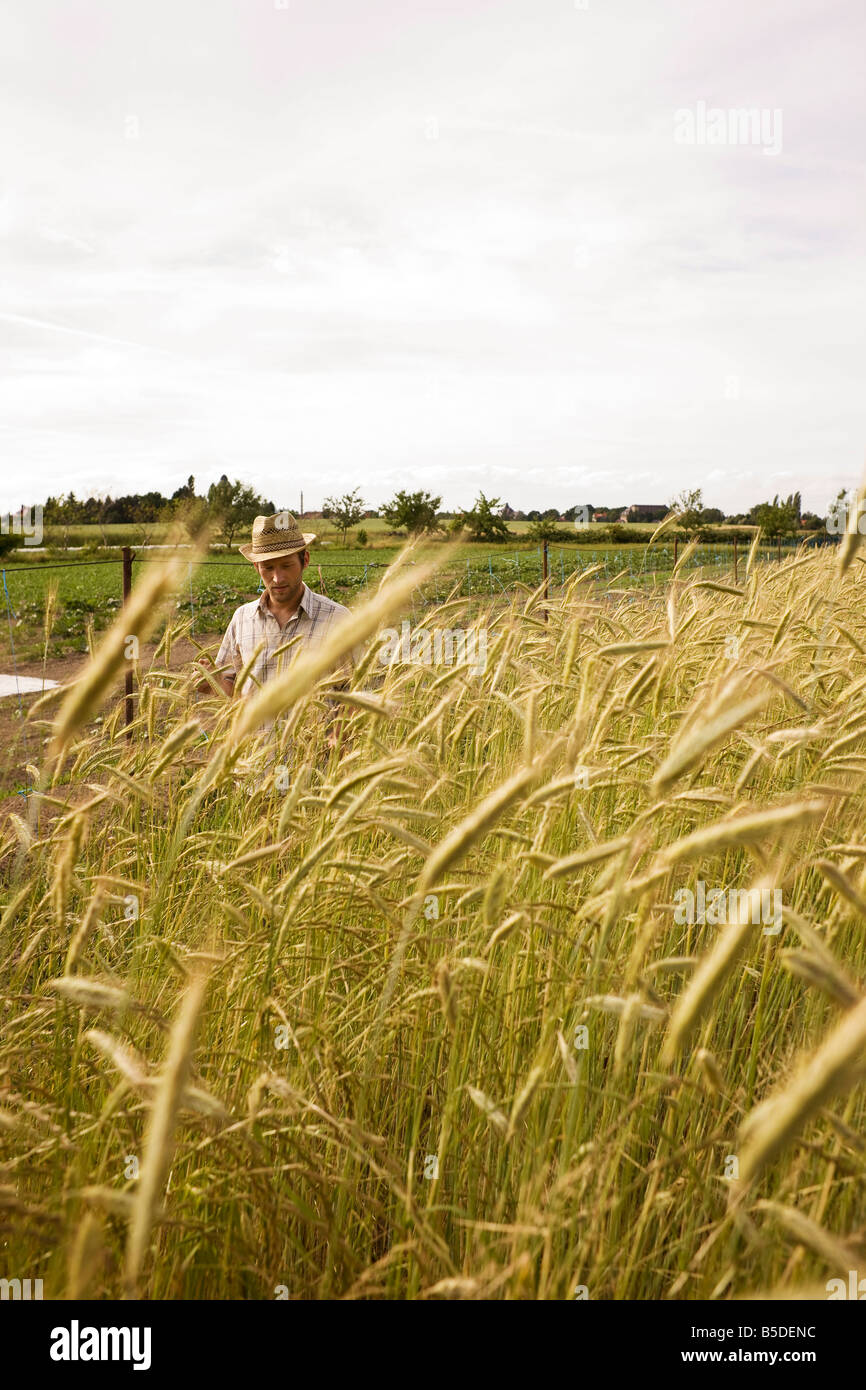 Farmer in field Stock Photo - Alamy