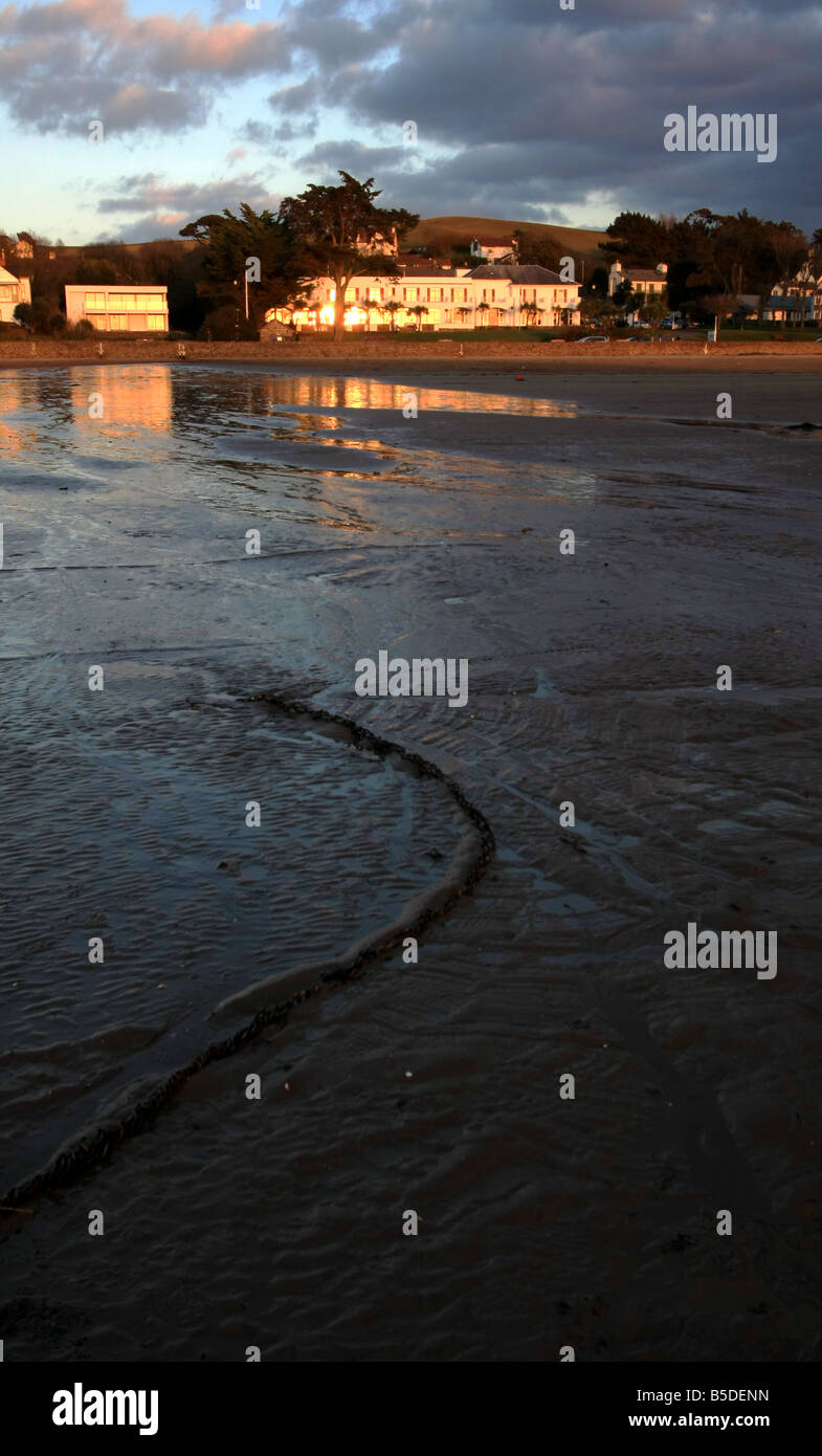 A beach scene with a bright reflection Stock Photo - Alamy
