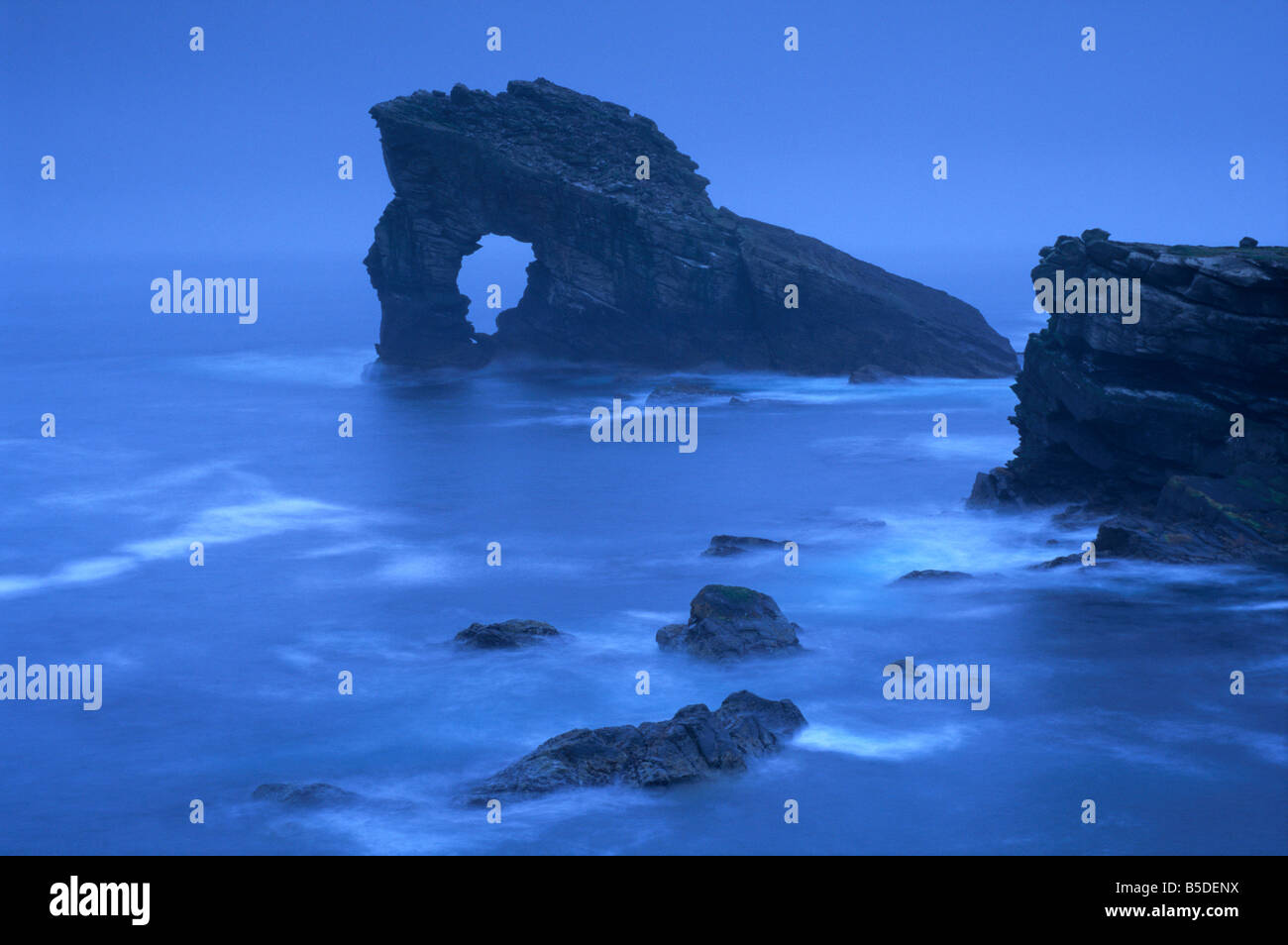 Gaada Stack, a natural arch 45 m high, old red sandstone, Foula ...