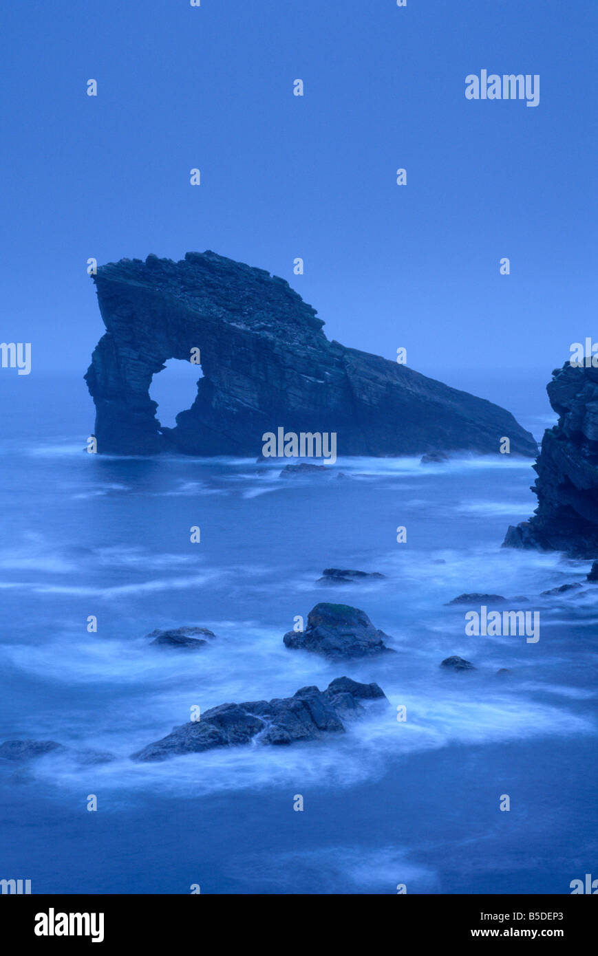 Gaada Stack, a natural arch 45 m high, old red sandstone, Foula ...