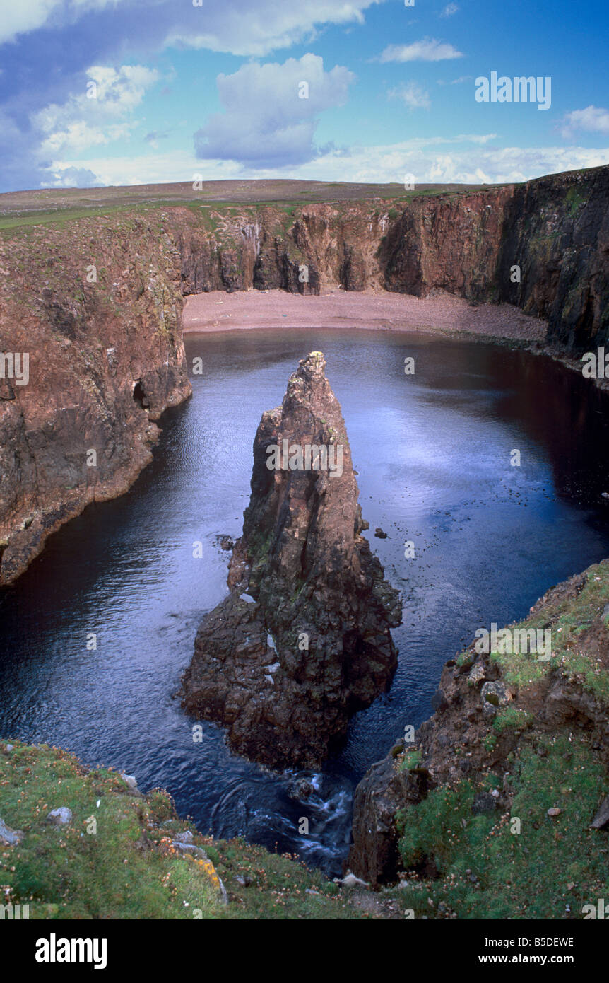 Christie's Hole, eroded volcanic rock coast of Papa Stour (Great Island ...