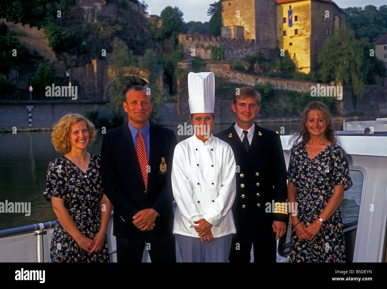 boat captain, chef, crew, guests, riverboat, riverboat cruise, Danube ...