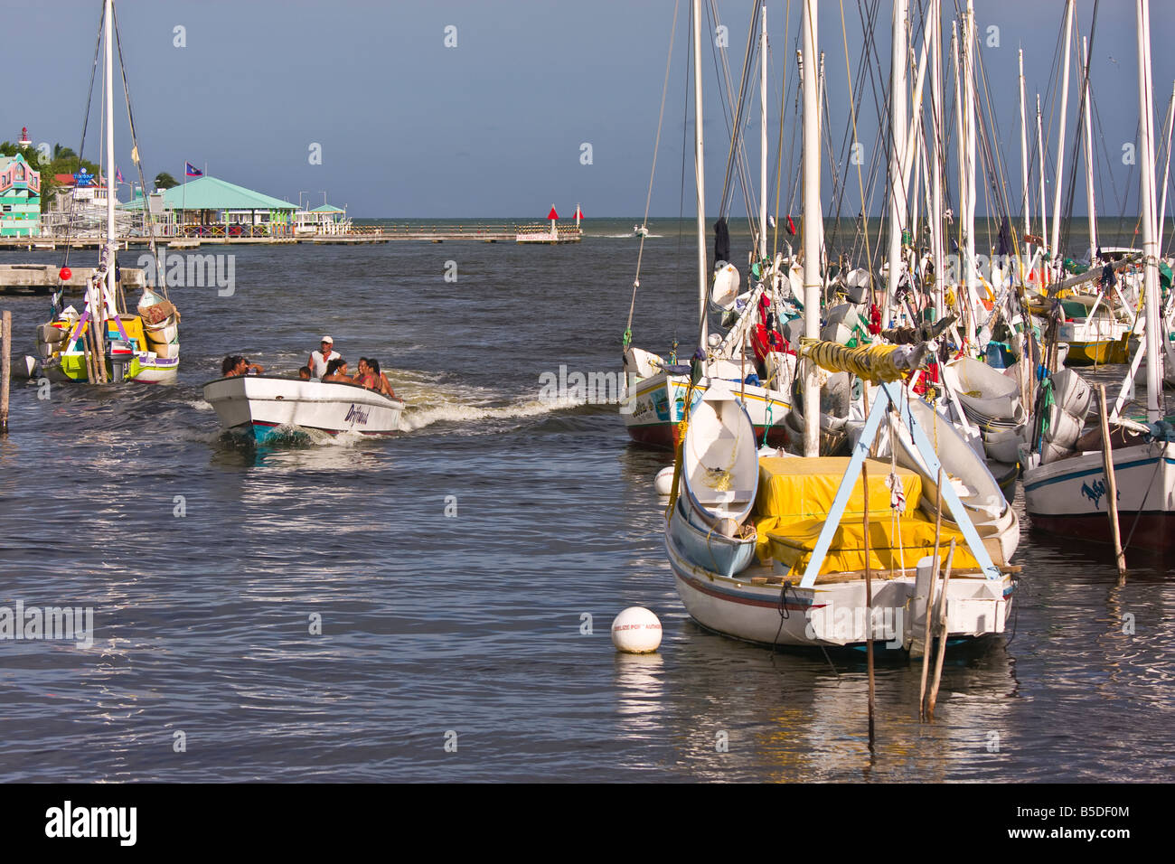 BELIZE CITY BELIZE Boats in Belize Harbor at the mouth of Haulover ...
