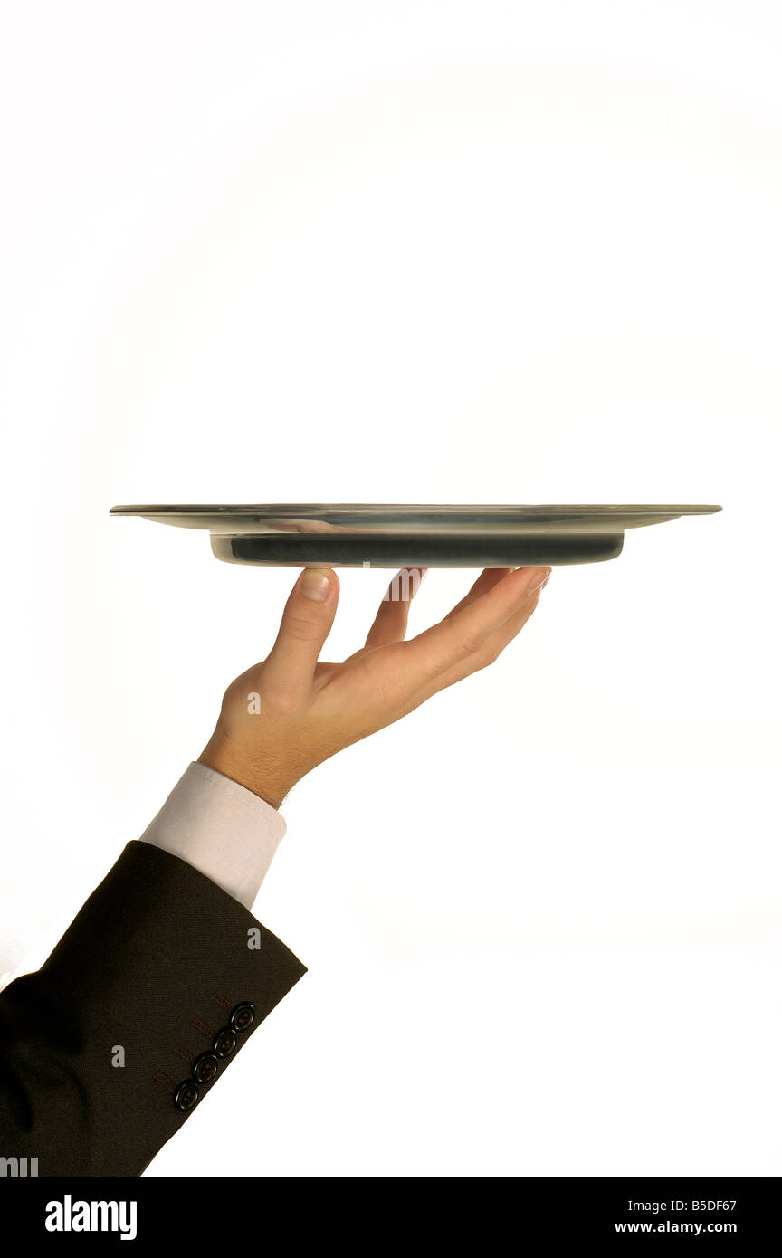 Fingers holding silver tray hi-res stock photography and images - Alamy