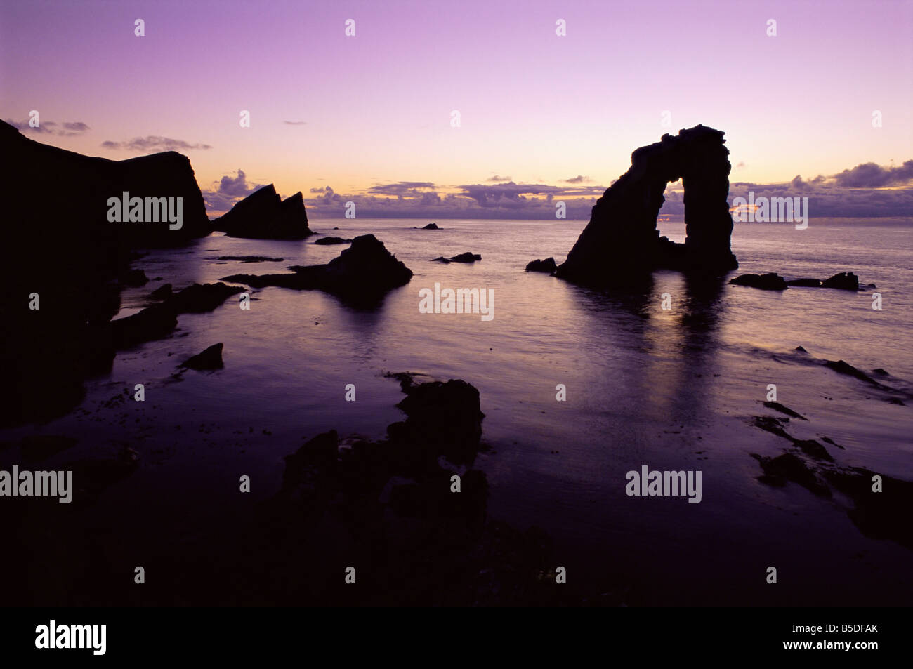 Gaada Stack, a natural arch 45m high, Foula Island, Shetland Islands ...