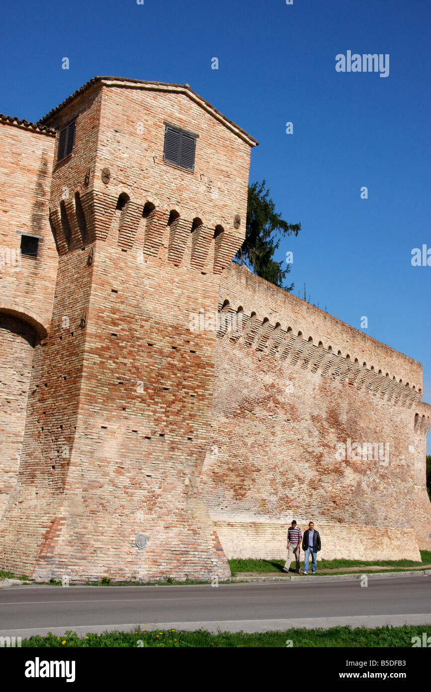 the 14th century historic walls of the beautiful hilltown of Jesi in Le ...