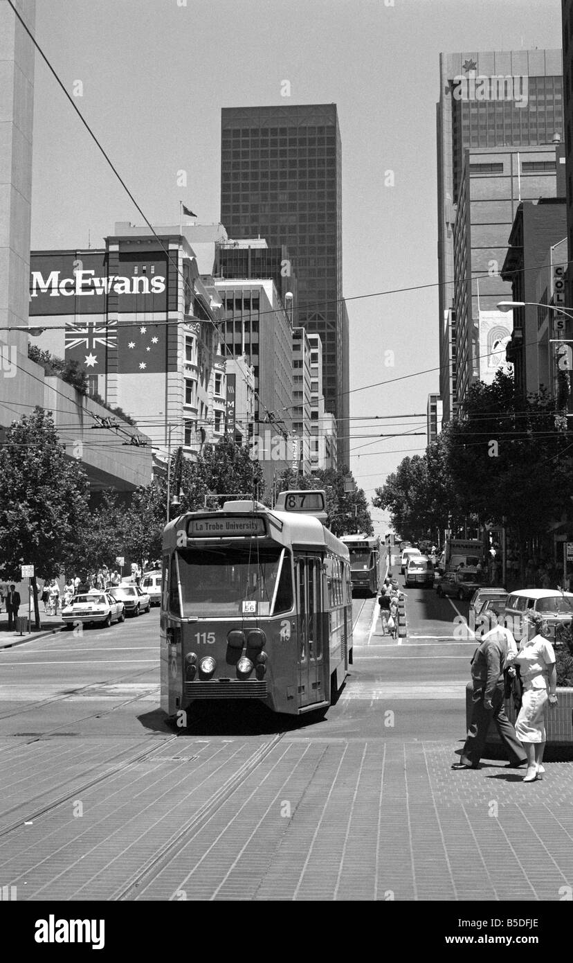Melbourne tram in city centre, Australia 1987 Stock Photo - Alamy
