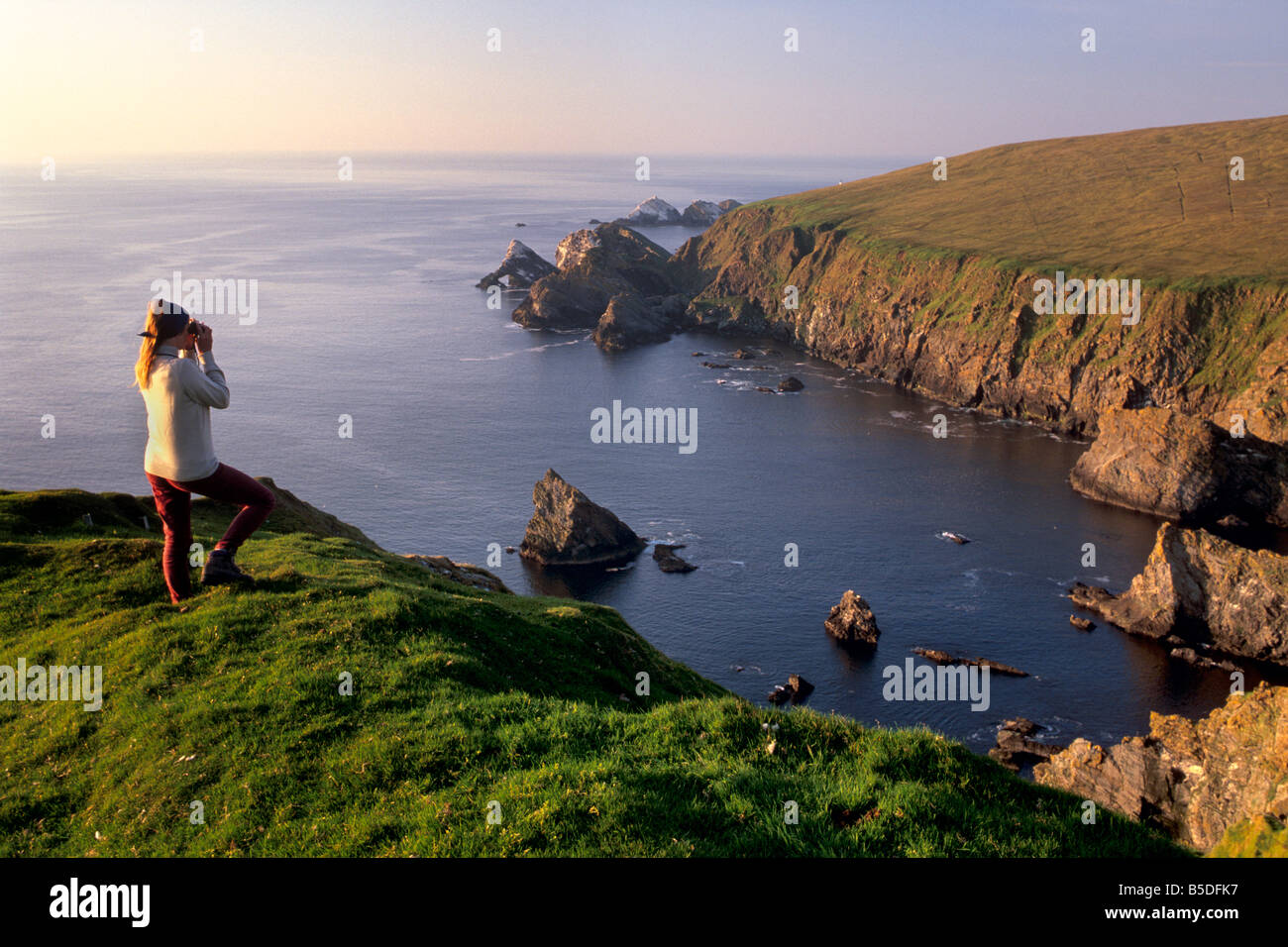 Birdwatching on cliffs of Hermaness Nature Reserve, Tipta Skerry ...