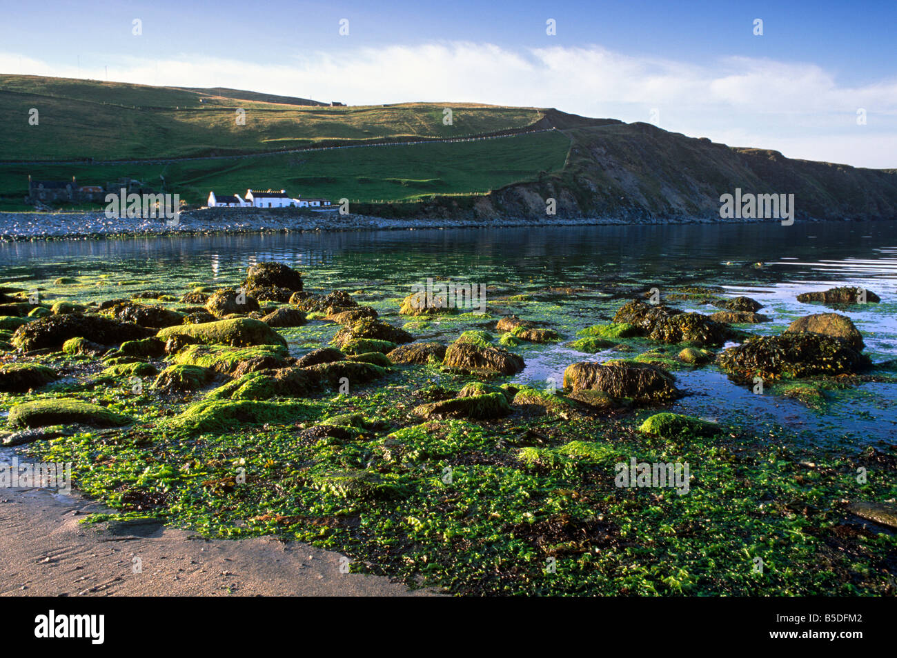 Norwick Beach and house, Unst, Shetland Islands, Scotland, Europe Stock ...